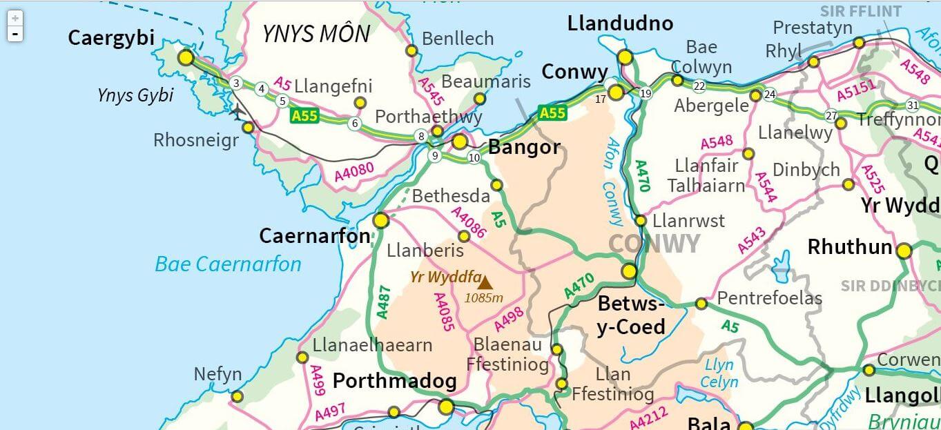 Map OS CymraegDyma dwi'n feddwl am hyn…